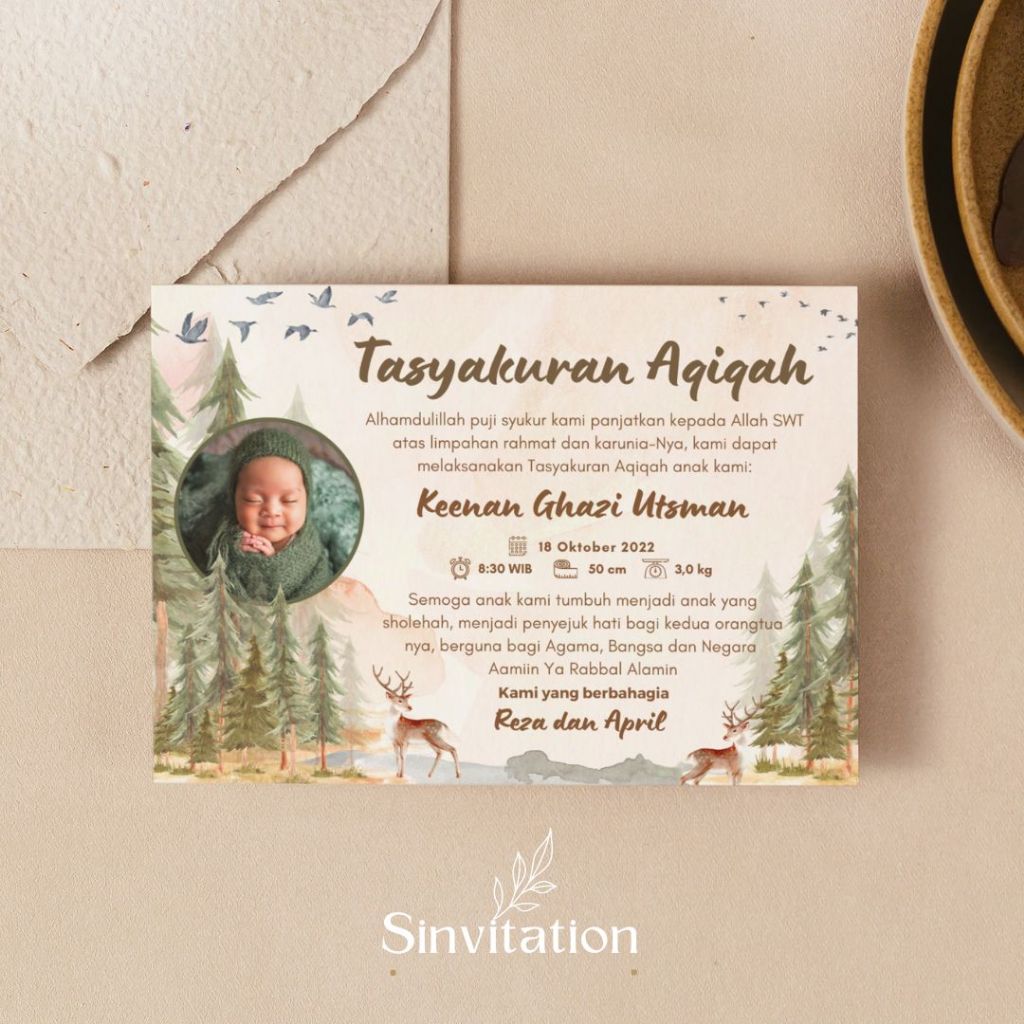 Jual Cetak Kartu/Stiker Tasyakuran Aqiqah, Tedak Siten, Kelahiran ...