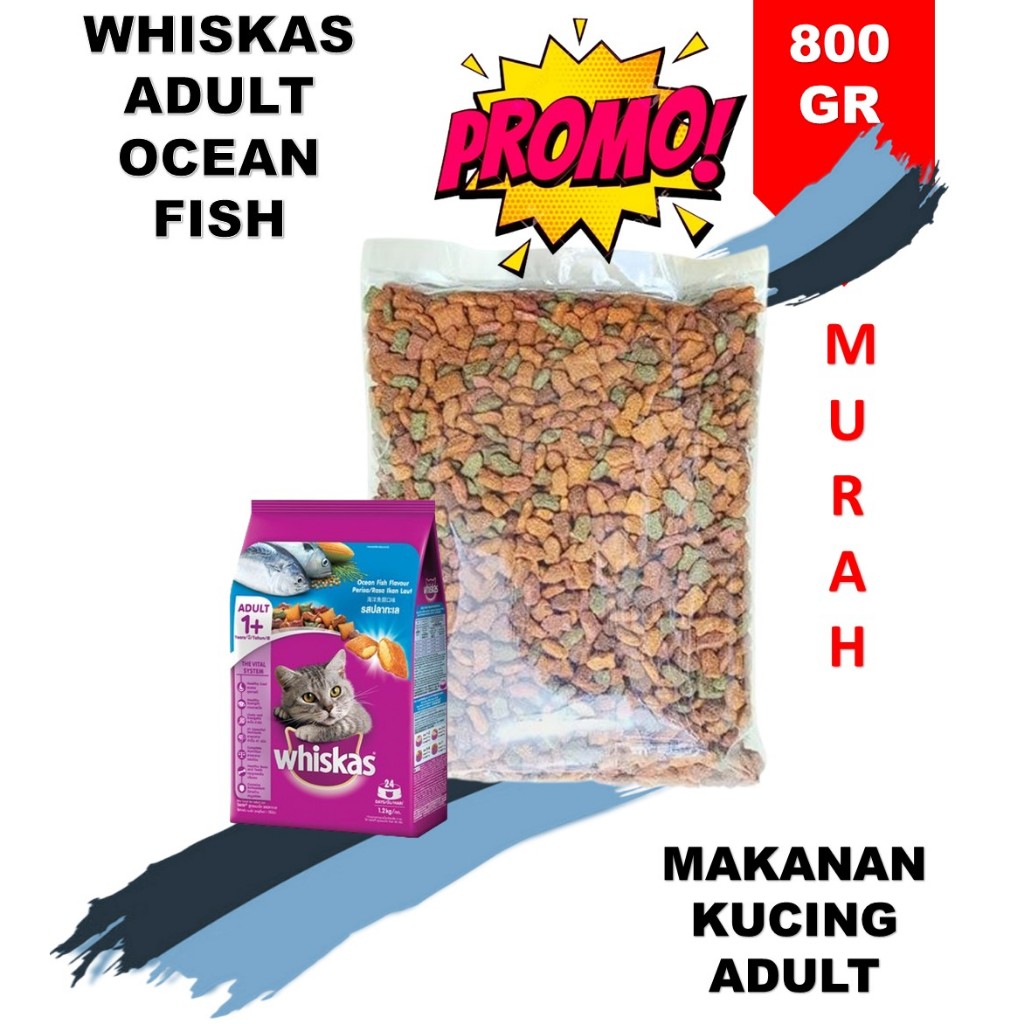 Jual Makanan kucing kering whiskas adult ocean fish repack 800gr dry ...