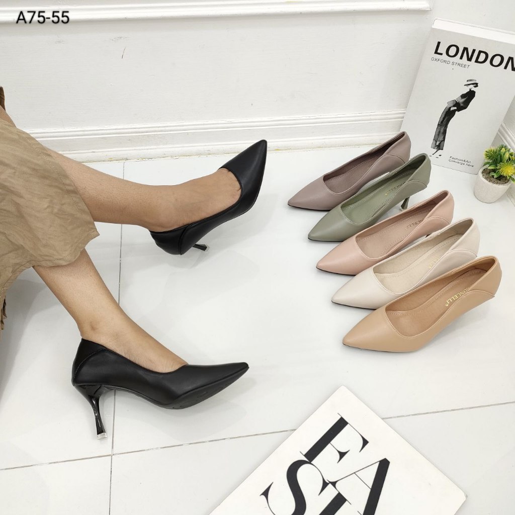 Jual Simoncelli Sepatu Wanita Heels 7 Cm Mutiara Polos Sepatu Kerja ...