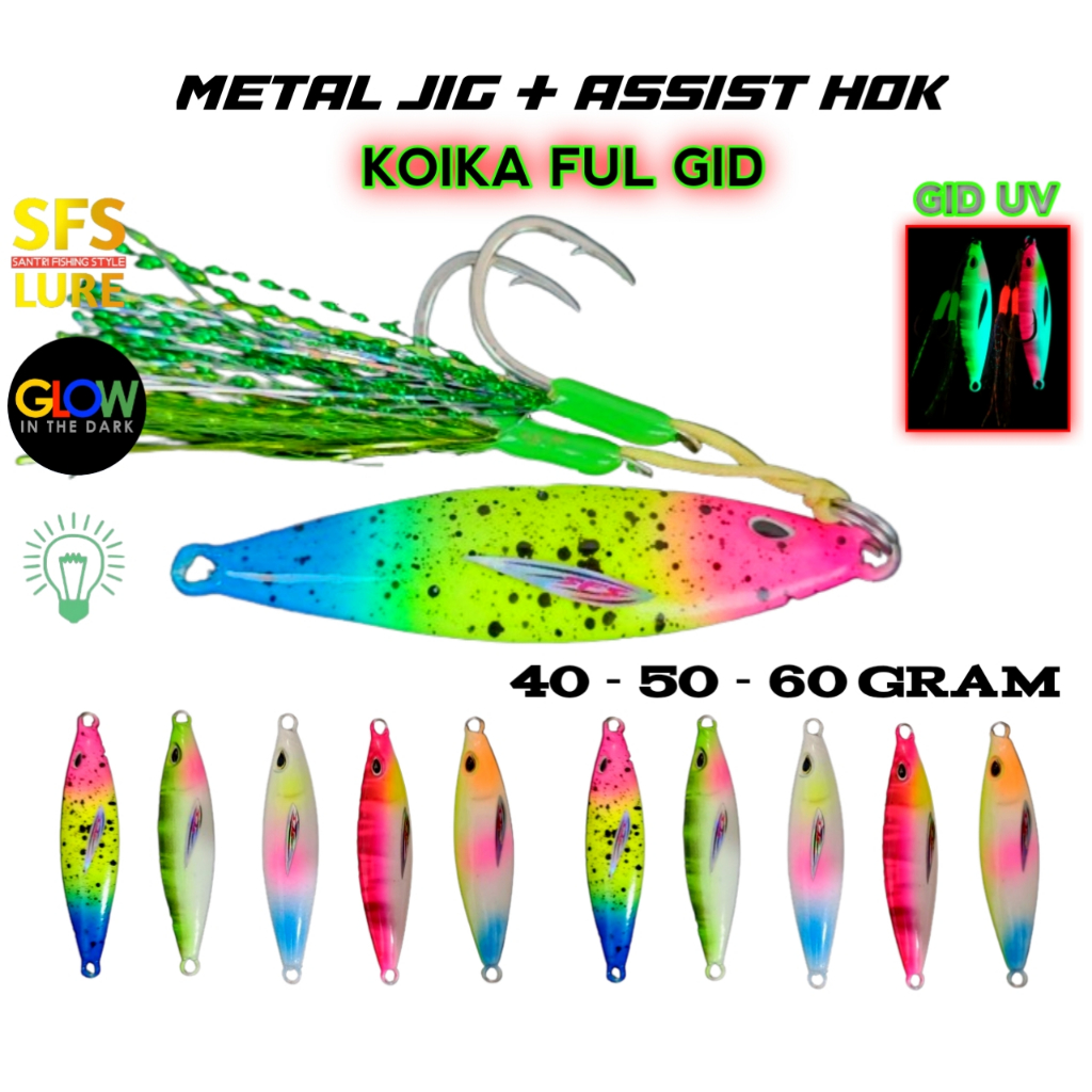 Jual Metal jig 1 set plus asist hok iseama 40g 50g 60gram koika full gid metal jig 40gram metal ...