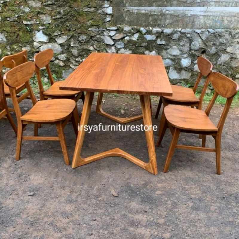 Jual Meja Makan 4 Kursi Kayu Jati Minimalis | Shopee Indonesia