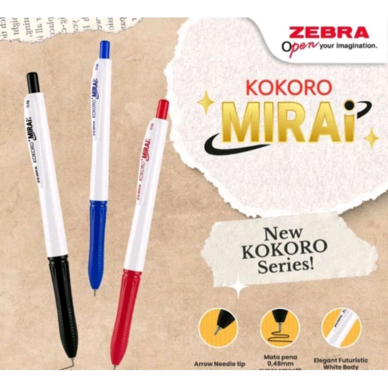 Jual BULPEN/BULPOINT ZEBRA KOKORO 0,48MM HITAM/BIRU ( ISI 12 BIJI ...