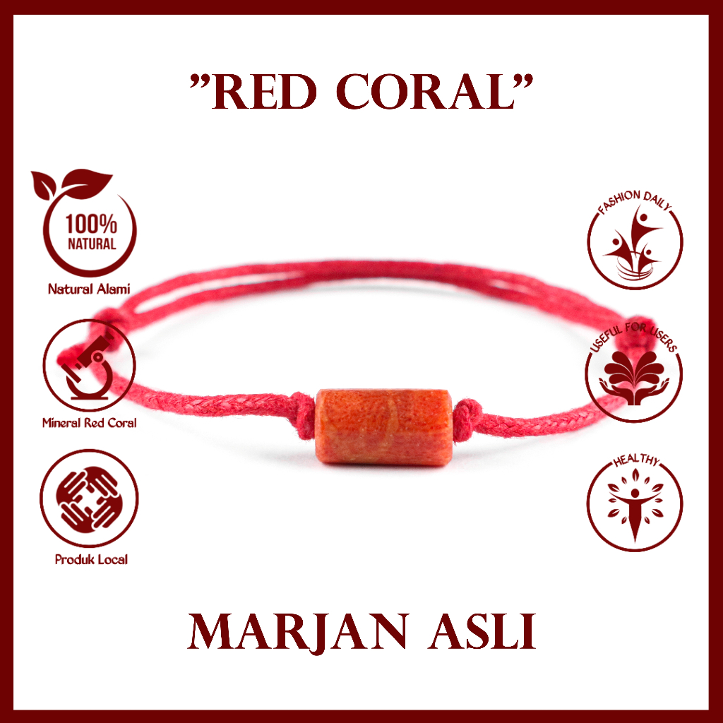Jual Gelang Tali Merah Batu Marjan Natural Red Coral Asli Karang Laut ...