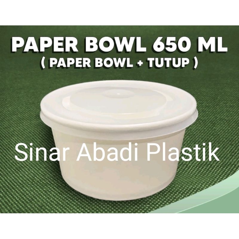 Jual Paper Rice Bowl Putih / Paper Bowl + Tutup 650ml / Mangkok Kertas ...