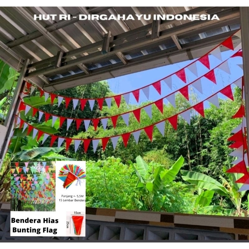 Jual Ready Bendera segitiga renteng bahan kain bendera merah putih umbul umbul merah putih ...