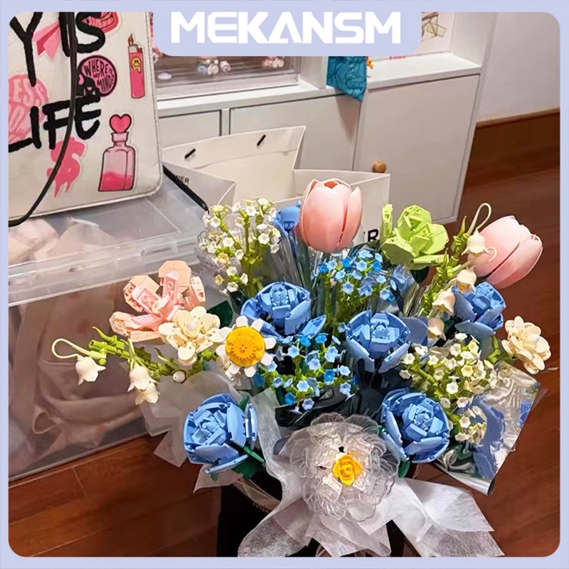 Jual MEKANSM Blok Bangunan Bunga Block Flower Plant Series Building Blok Bangunan | Shopee Indonesia