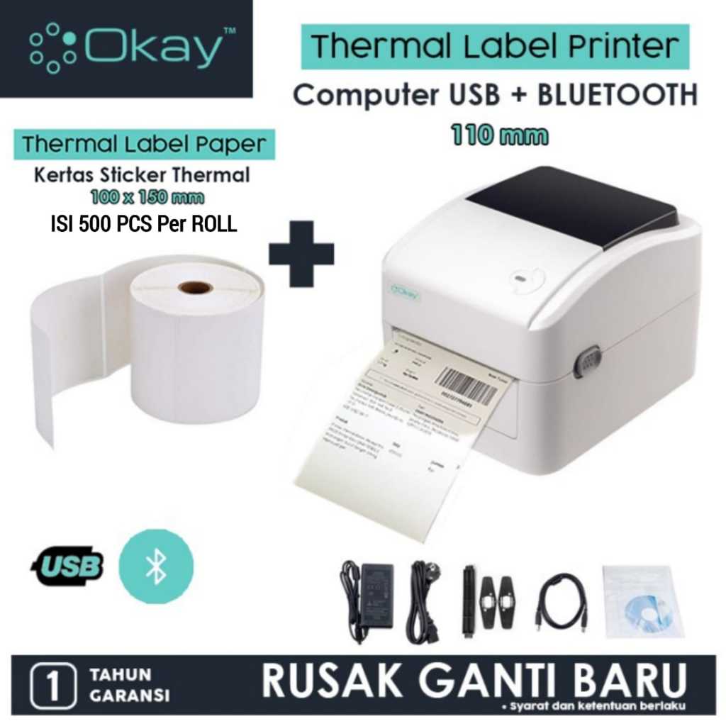Jual OKAY D100 BW BL Printer label pengiriman barcode thermal Max ...