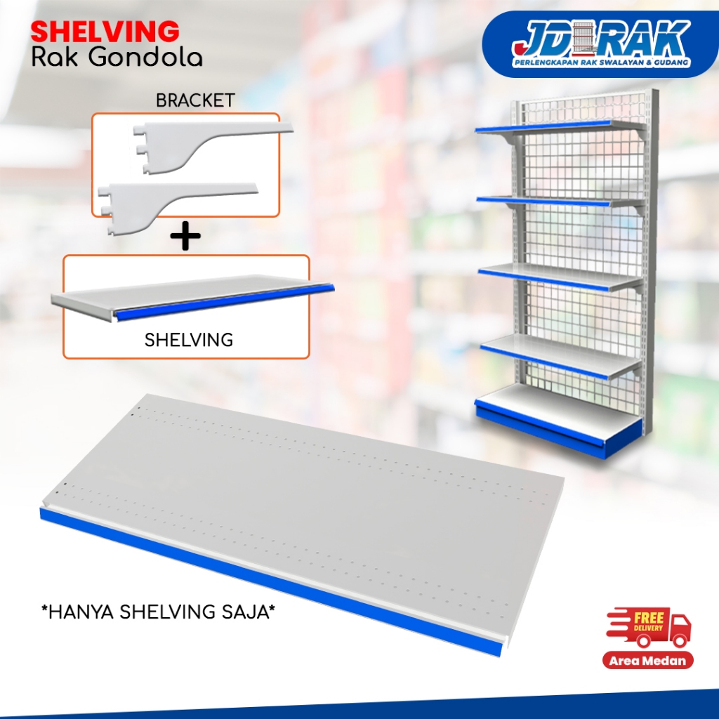 Jual Shelving Rak Gondola ukuran 90*35cm dan 2 bracket + price tag 89cm ...