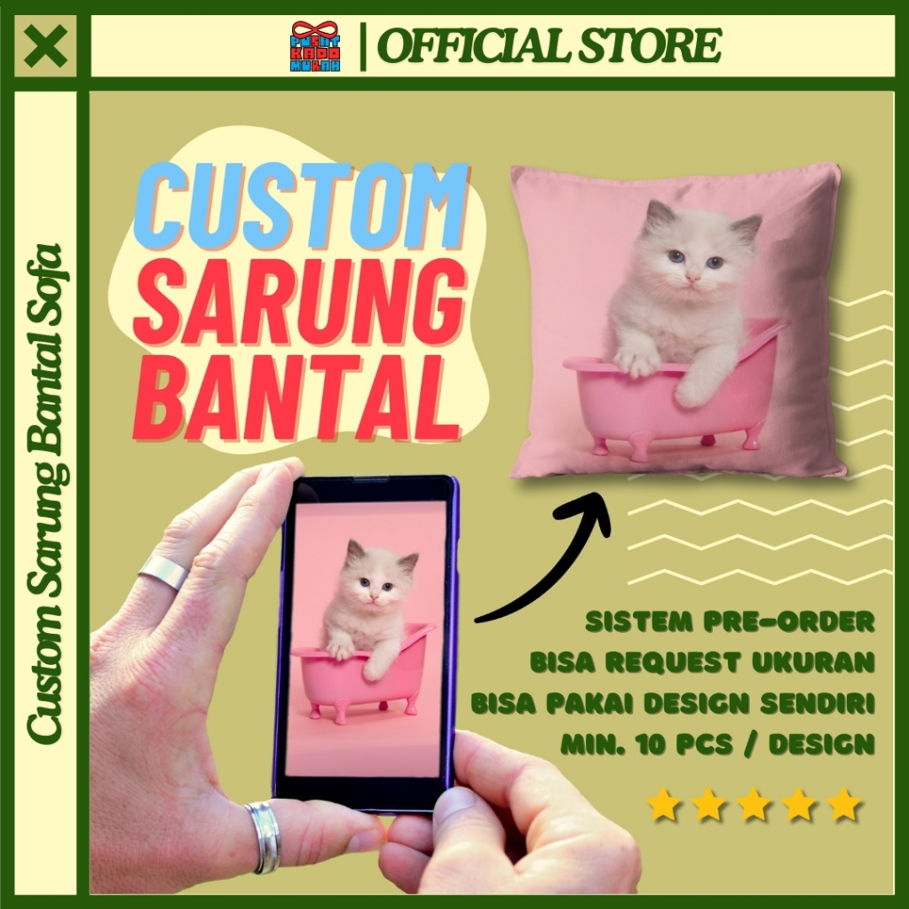 Jual [PO] CUSTOM Cover Sarung Bantal Sofa Print Design / Gambar / Logo ...