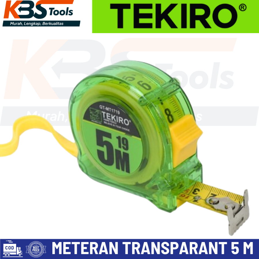 Jual TEKIRO Meteran 5m transparant / Meteran Tangan / Meteran Roll 5 ...