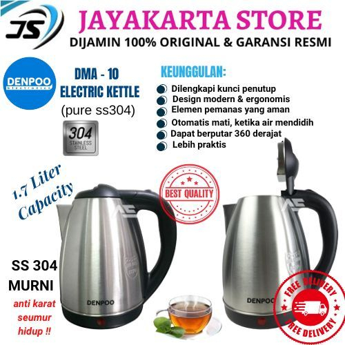 Jual DENPOO KETTLE LISTRIK DMA-10 PEMANAS AIR PRAKTIS ANTI KARAT SEUMUR ...