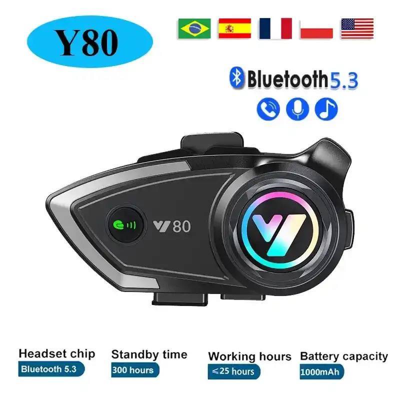 Jual Y80 Headset Bluetooth helm motor 5.3 tahan air water resist IP67 ...