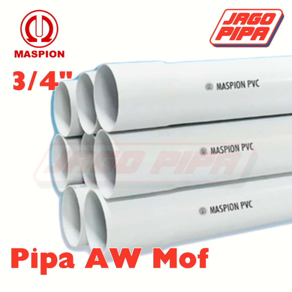 Jual Maspion Pipa AW 3/4 Inch Putih MOF PVC 4 Meter Paralon 3/4" PUTIH ...