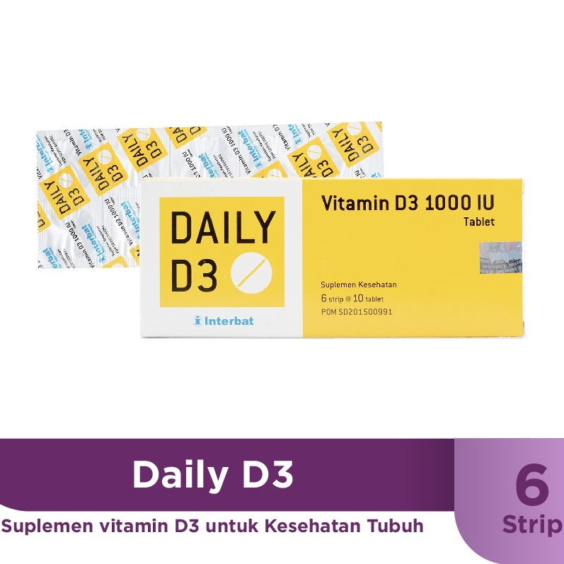 Jual Daily D3 60 Tablet - Suplemen Vitamin D3 1000 IU Untuk Kesehatan Tubuh | Shopee Indonesia
