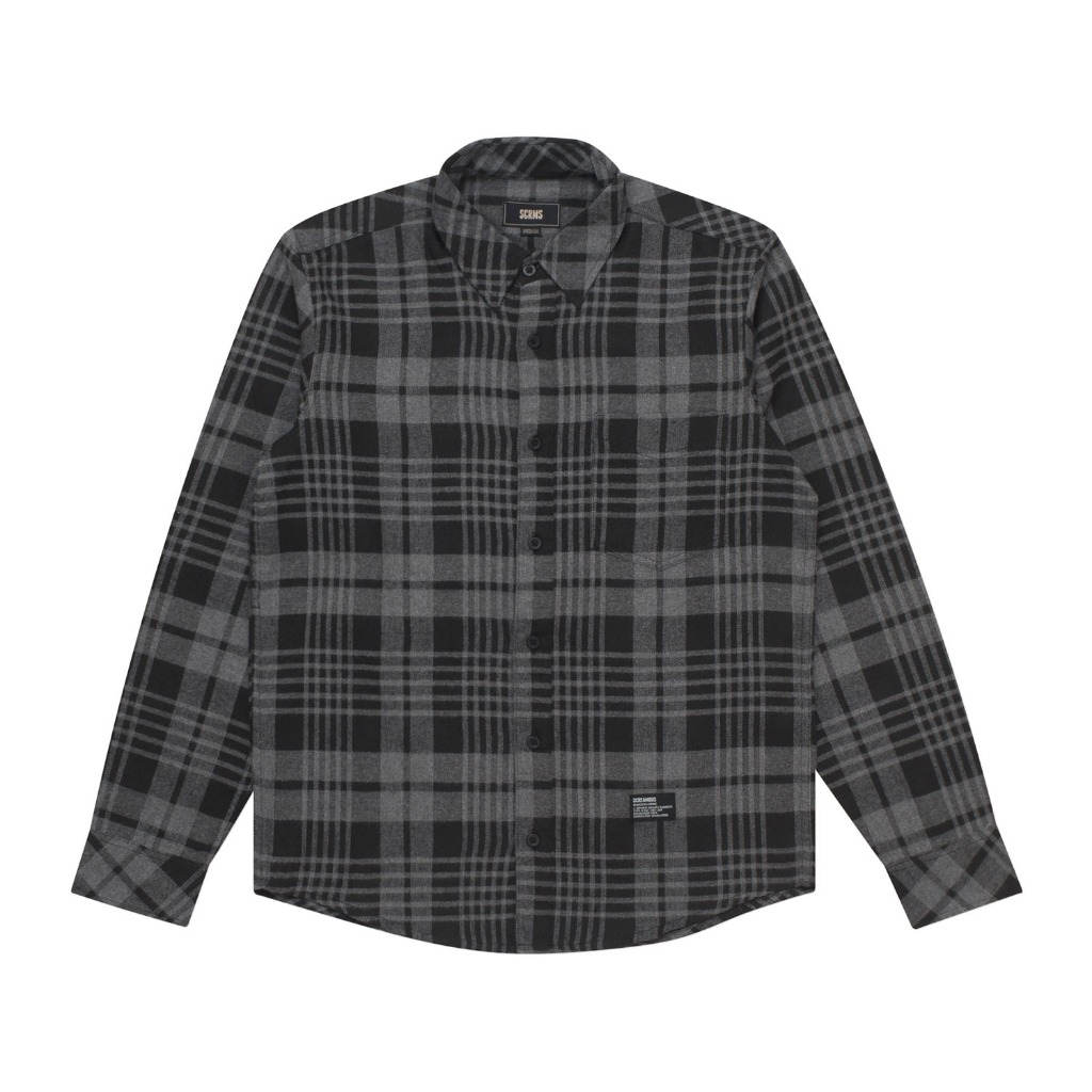Jual Screamous Kemeja Flannel - SHIRT QUANES BLACK-GREY | Shopee Indonesia
