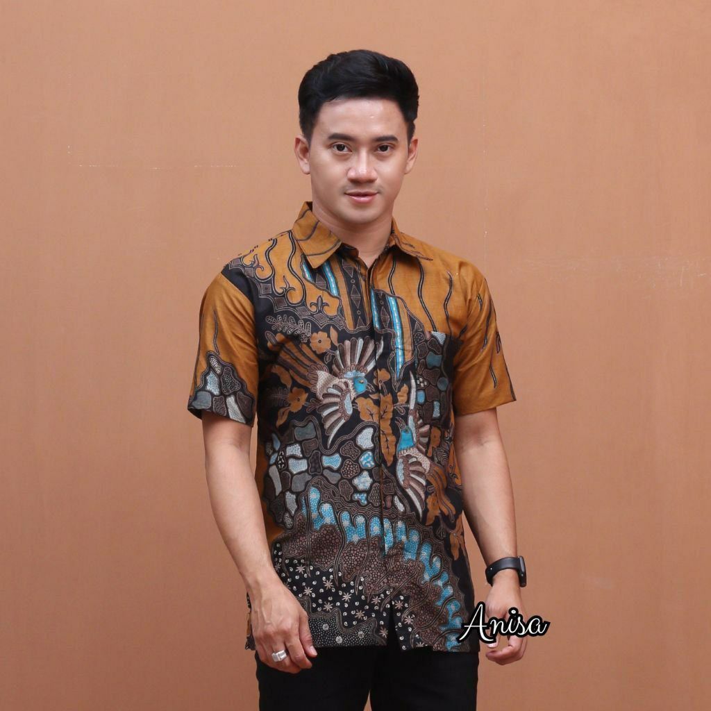 Jual Batik Pria Lengan Pendek Premium BATIK AZIMIL HRB026 motif ...