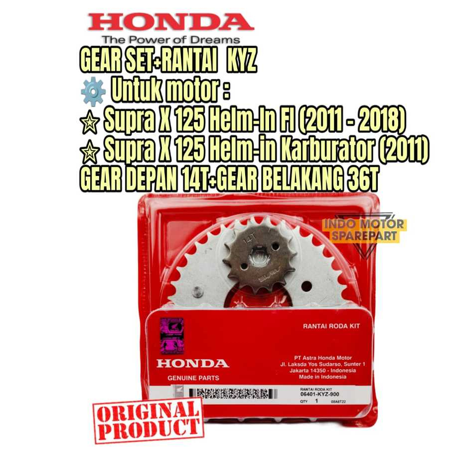 Jual GEAR SET HONDA ASLI SUPRA X 125 HELM IN ASLI ORIGINAL HONDA KYZ ...