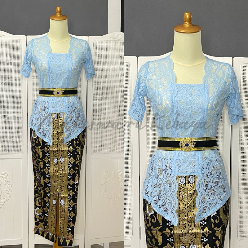Jual Kebaya Bali Set Brukat Bianca Babyblue | Shopee Indonesia