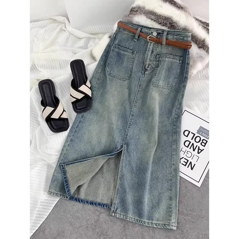 Jual Rok jeans 7 8 wanita Rok korean style Rok jeans panjang Rok jeans ...