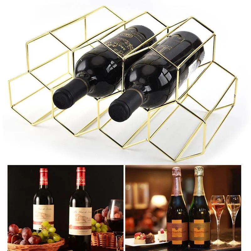 Jual wine holder rak tempat botol anggur rack bottle stainless gold ...