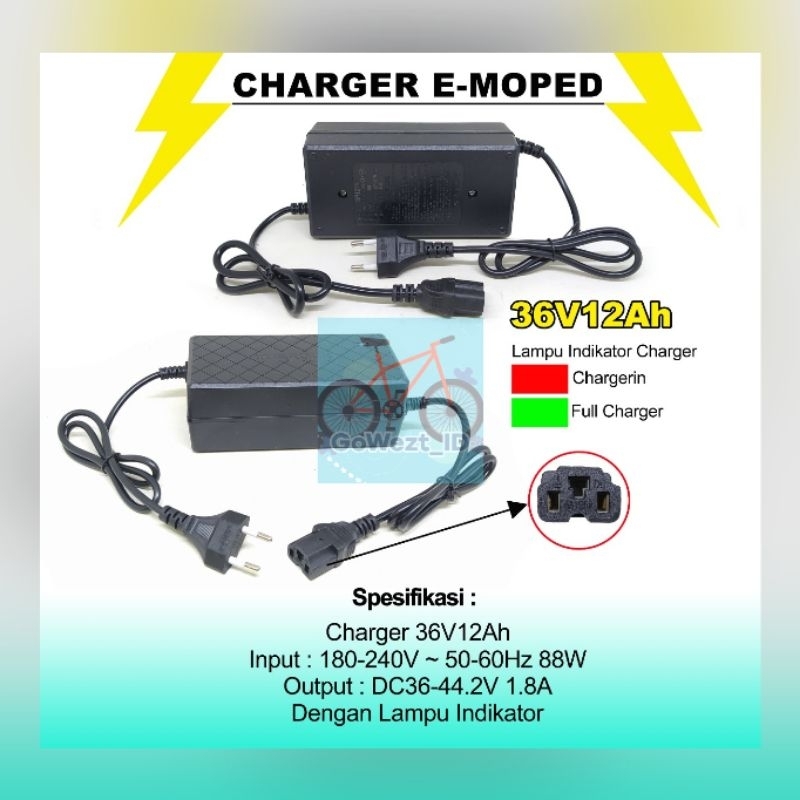 Jual Smart Charger Casan Sepeda Listrik 36 Volt / 48 Volt 12 AH Battery Charger 36V-12AH 48V ...