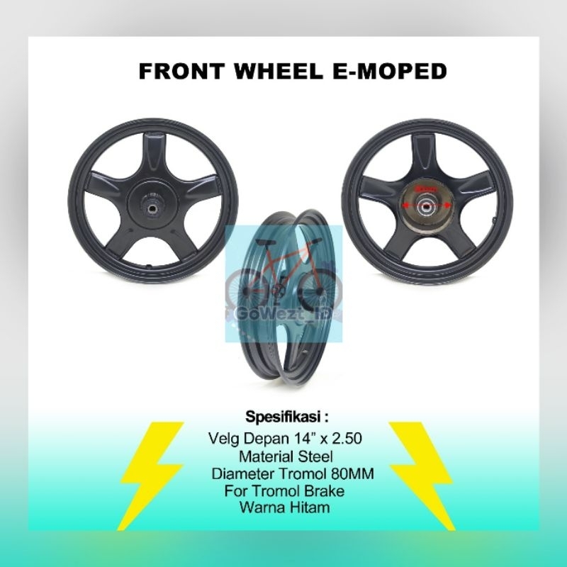Jual Front Wheel Velg Depan Sepeda Listrik Ukuran 14 x 2.50 Tromol ...