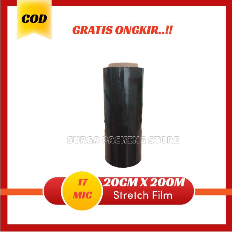 Jual Plastik wrapping hitam 20cm | stretch film black 20cm x 200m bc ...