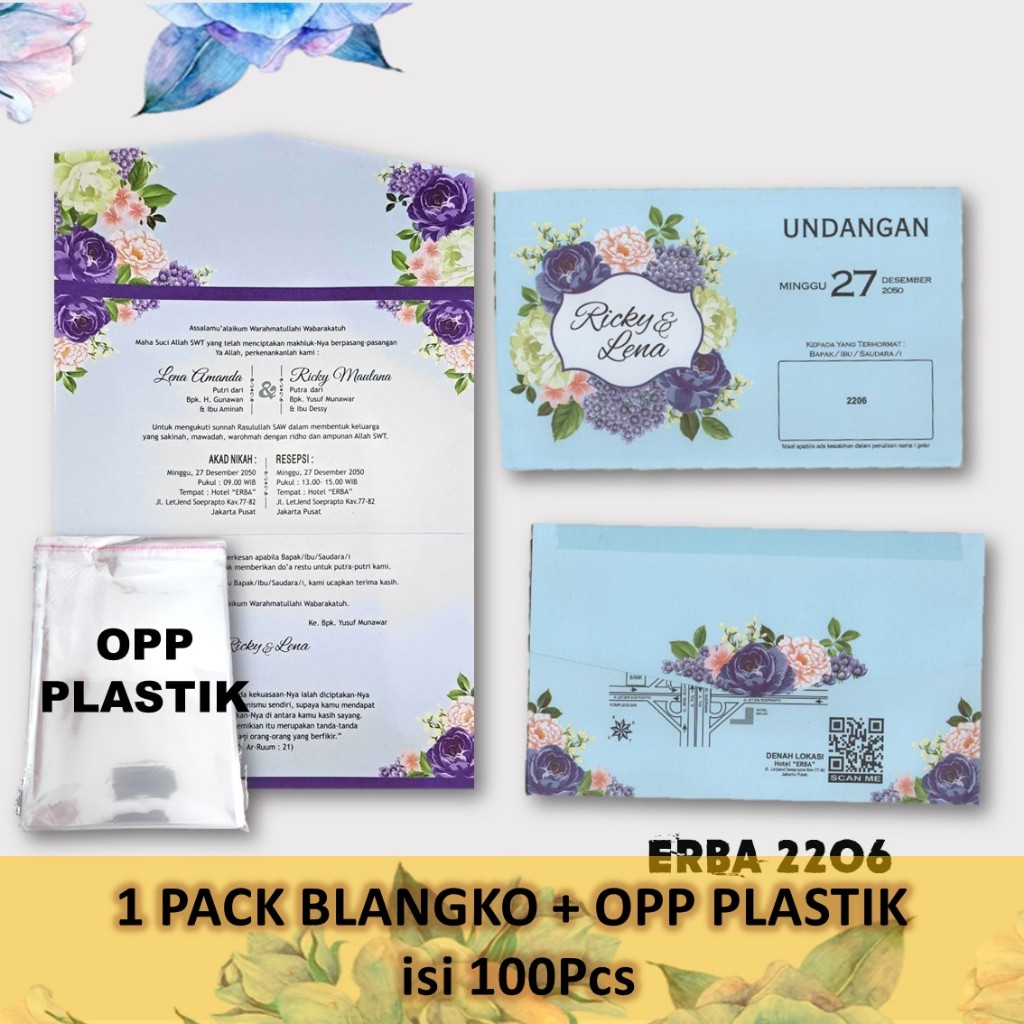 Jual ERBA 2206 + OPP PLASTIK Blangko Undangan Kosongan ERBA, Undangan ...
