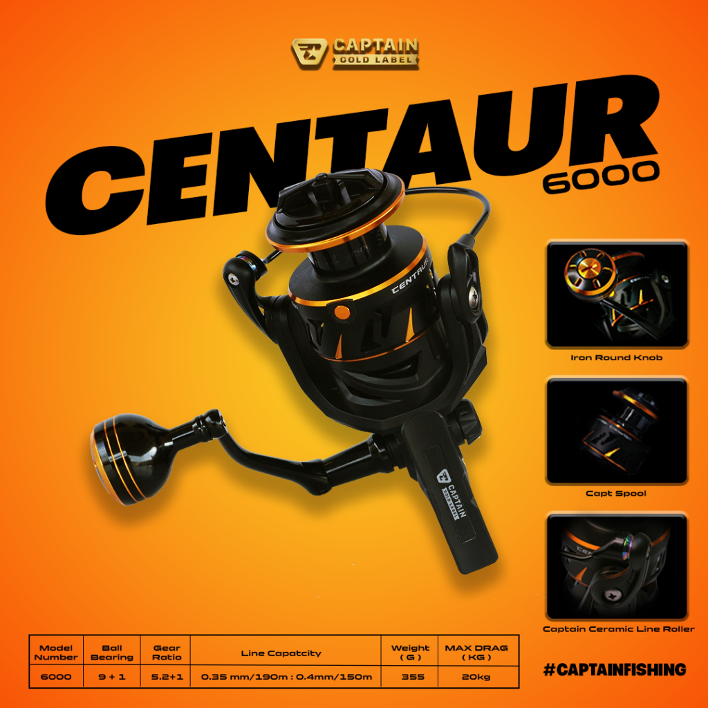 Jual Reel Pancing, Reel Captain CENTAUR G0LD Label X Teben 2000 3000 ...
