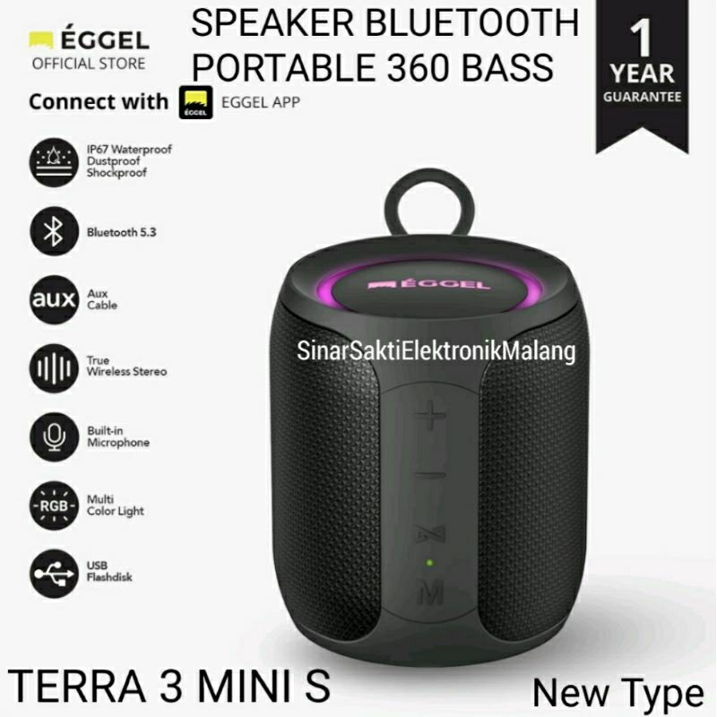 Jual Eggel Speaker Bluetooth Terra 3 Mini S 360 Bass Portable TWS ...