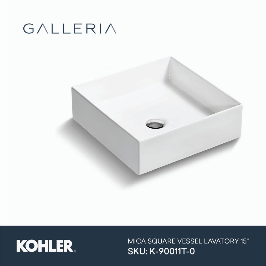 Jual Kohler Mica Square Vessel Lavatory 15" K-90011T-0 / Kohler ...