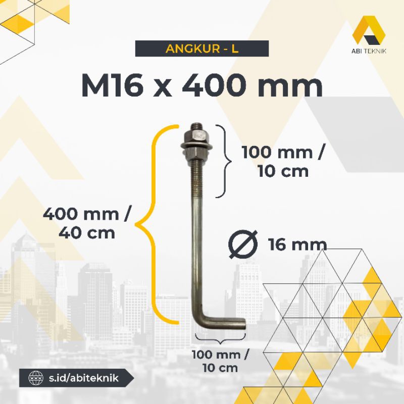 Jual Anchor Bolt L / Baut Angkur L 5/8" / M16 x 400 mm | Shopee Indonesia