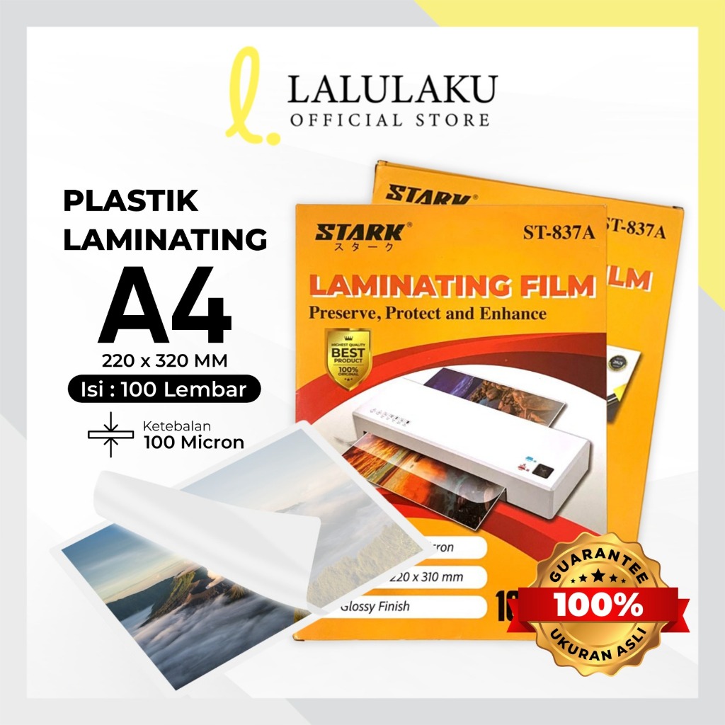 Jual Plastik Laminating Film A4 Folio Stark 100 Micron / isi 100 Lembar ...