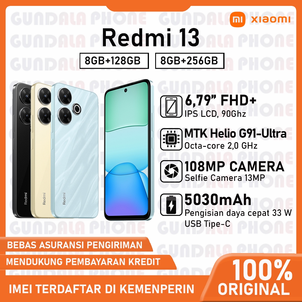 Jual Xiaomi Redmi 13 - Mediatek Helio G91-Ultra, Camera 108MP - Garansi ...