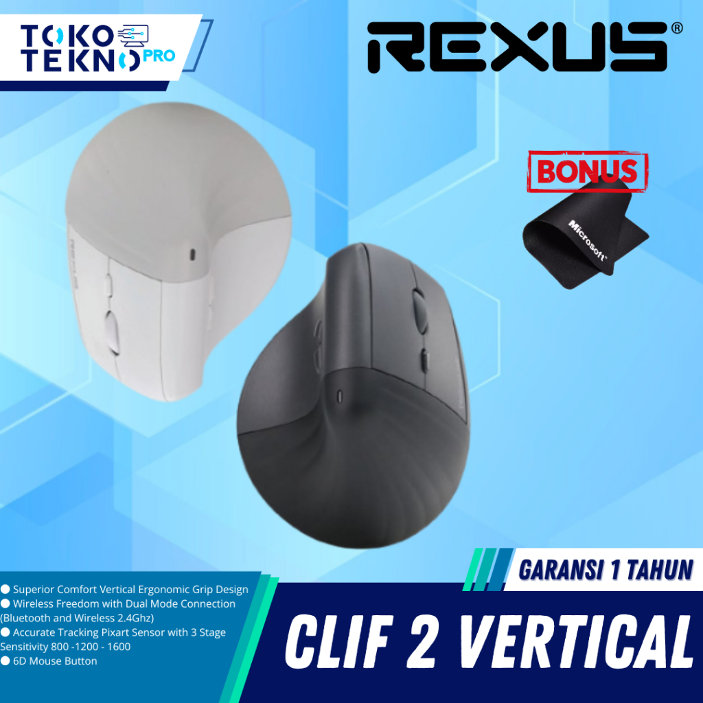 Jual Rexus Clif 2 / II Wireless Bluetooth Office Mouse Vertical ...