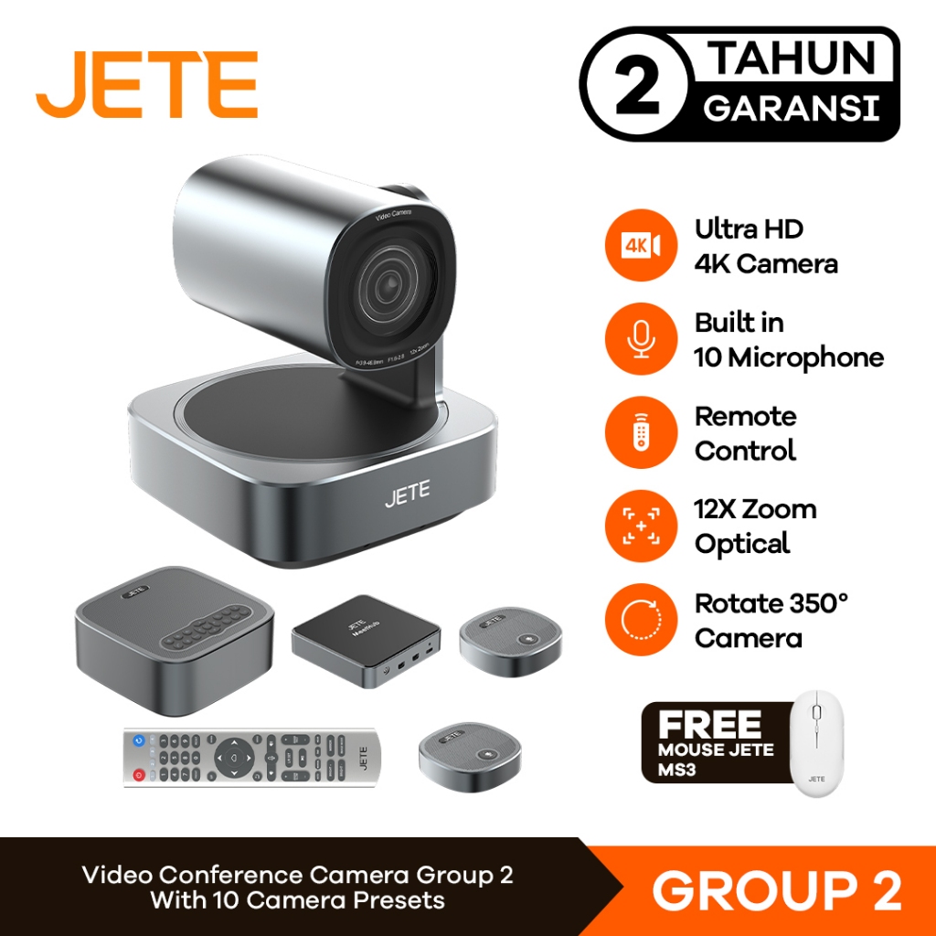 Jual Webcam Video Conference 4K JETE Group 2 12x Zoom with 2 Expansion ...