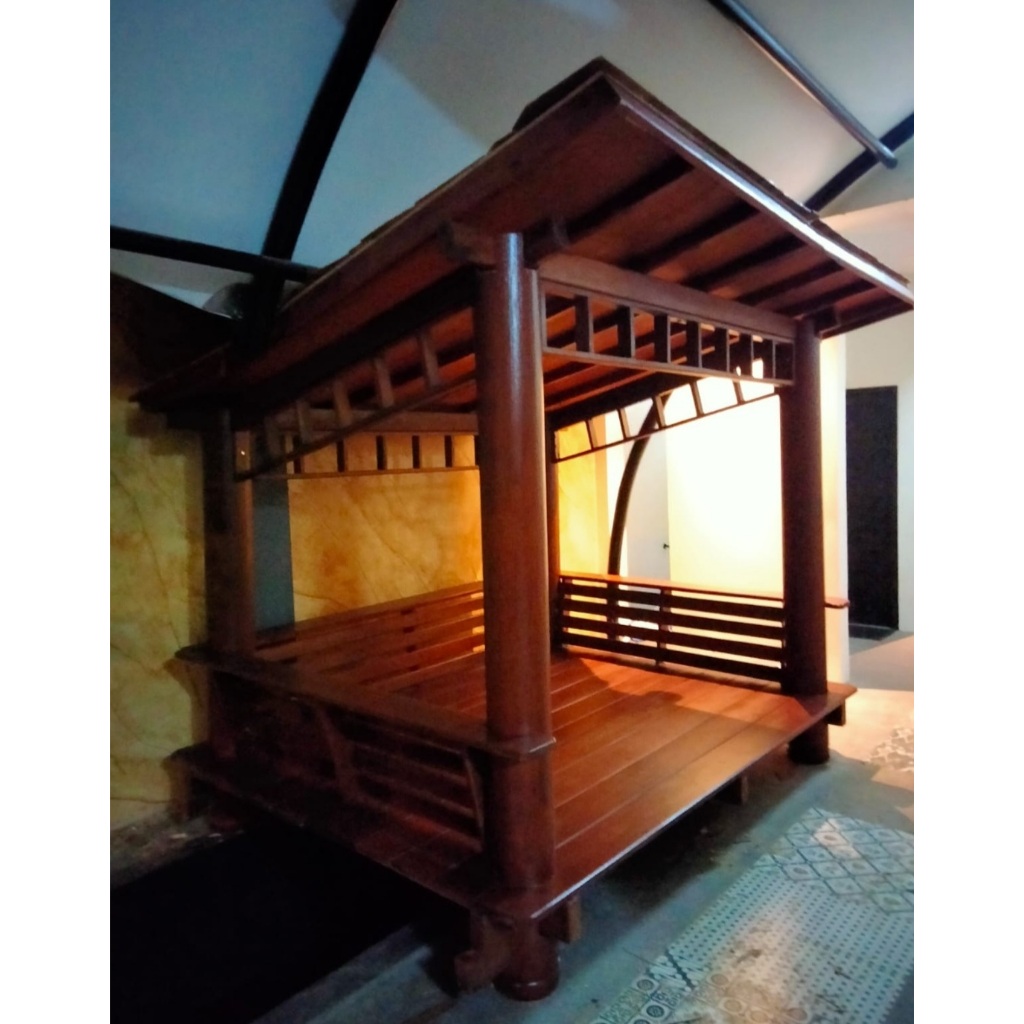 Jual Gazebo Atap Sirap Desain Modern | Saung Taman Halte Kayu Kelapa ...