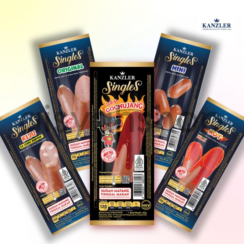 Jual Kanzler Singles Sosis 65gr | ALL VARIAN RASA | Shopee Indonesia