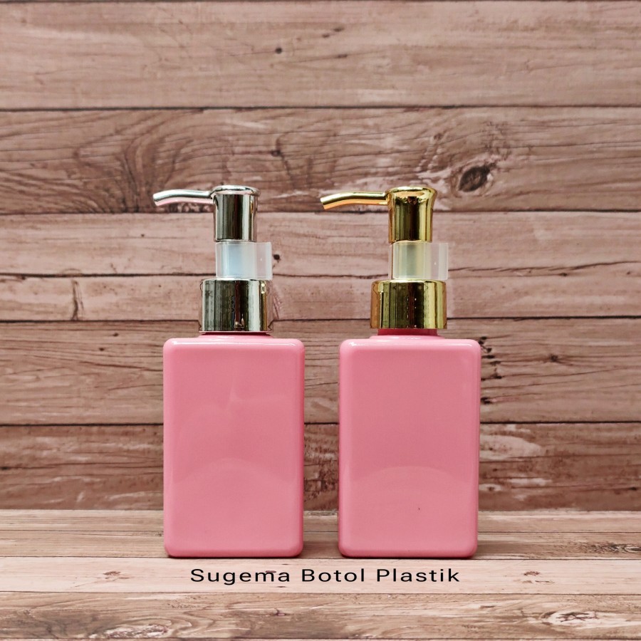 Jual Botol Pump 100ml Kotak Plastik Pet Pink Tutup Luxury Gold Dan Silver | Shopee Indonesia