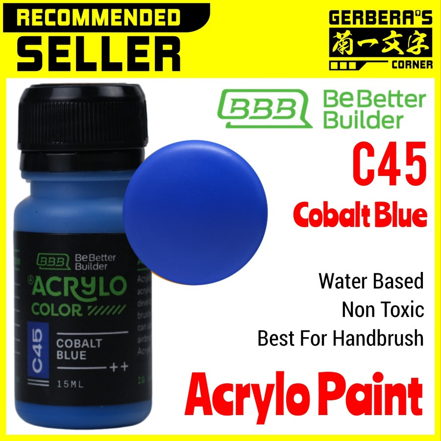 Jual ACRYLO PAINT C45 COBALT BLUE - Water Based Paint Cat Kuas Airbrush | Shopee Indonesia