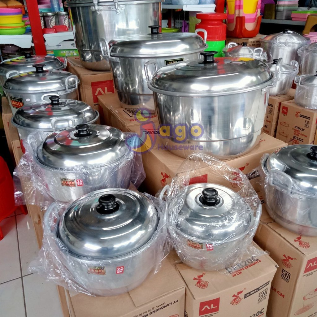 Jual Panci Dandang Aluminium 20 22 24 26 28 30 33 CM, Langseng, Panci Kukus DEB Global Eagle ...