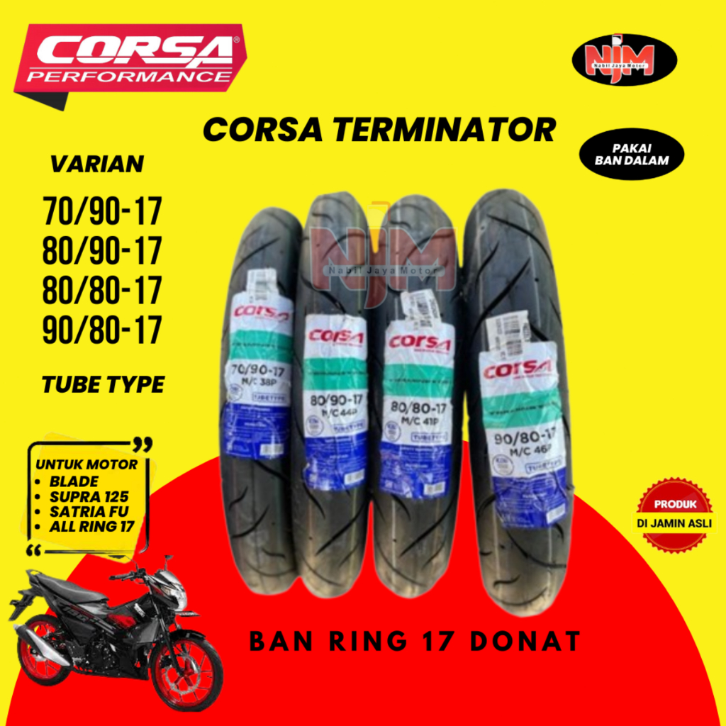 Jual Ban Corsa Terminator Ring 17 Bukan Tubeles 70/90 80/90 80/80 90/80 ...
