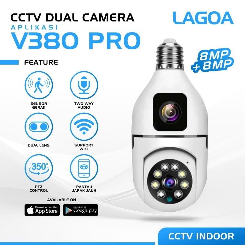 Jual LAGOA CCTV DUAL KAMERA BOHLAM LAMPU 8MP+8MP WIFI IP Camera ...