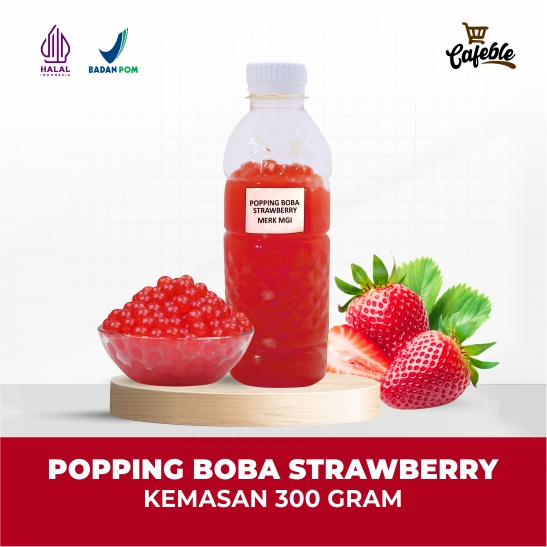 Jual Popping Boba Rasa Strawberry Kemasan 300 gram Merk Mutiara ...