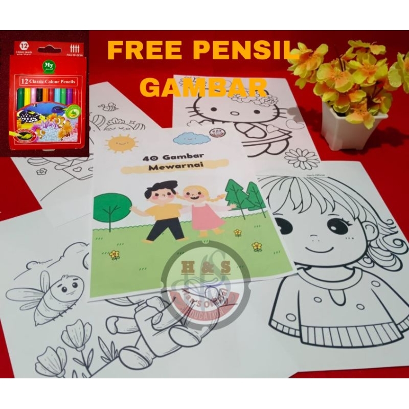 Jual MAINAN EDUKASI ANAK GAMBAR MEWARNAI 40 HALAMAN KERTAS GAMBAR A4 ...