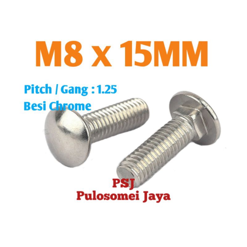 Jual Baut Bemper M8 x 15 / Baut Payung / Carriage Bolt M8 x 15 | Shopee Indonesia