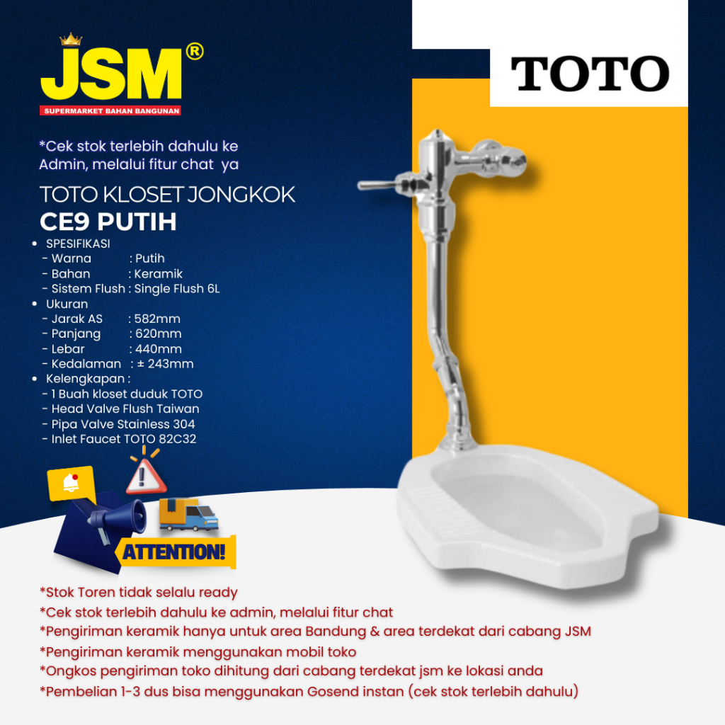 Jual Toto Kloset Jongkok / Toilet Squat CE9 CE 9 Complete Set Putih ...
