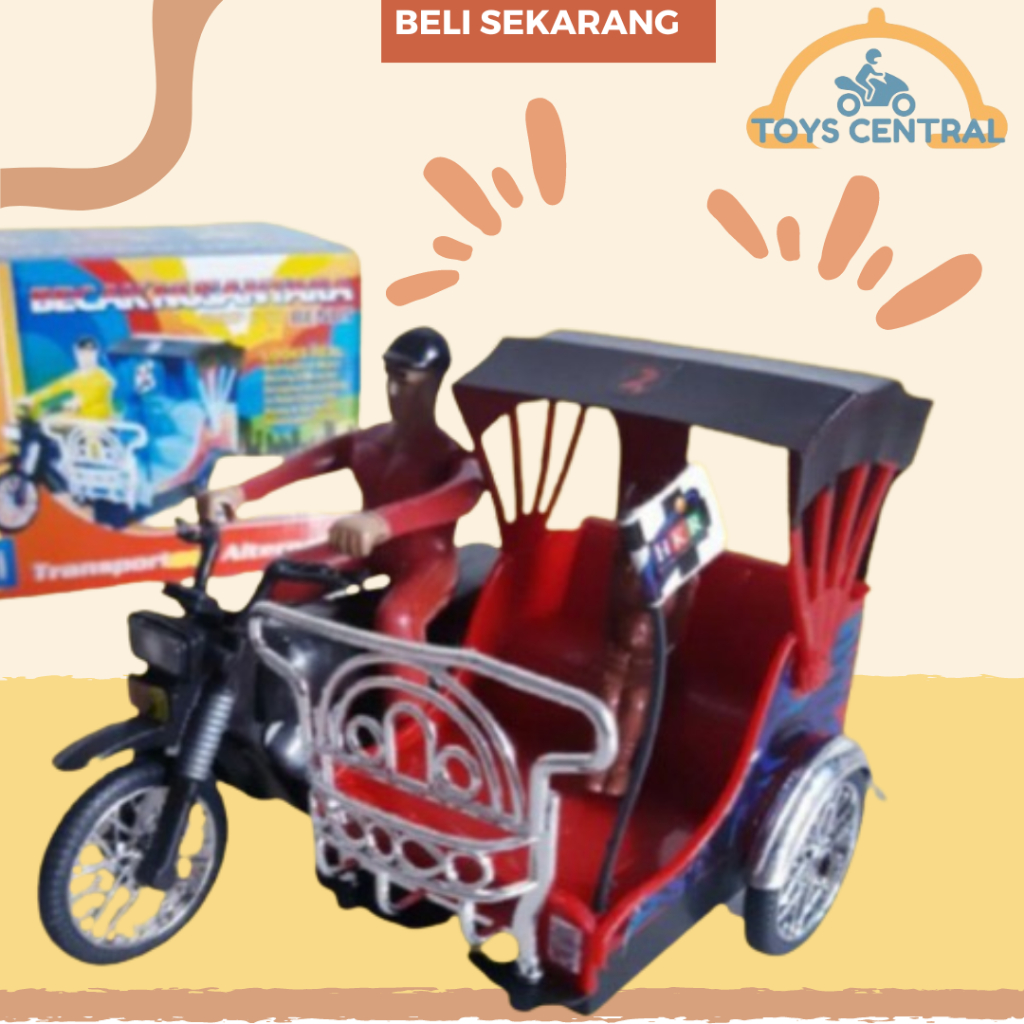 Jual Mainan Becak Motor Bentor Replika Becak Motor Bump N Go Bentor ...