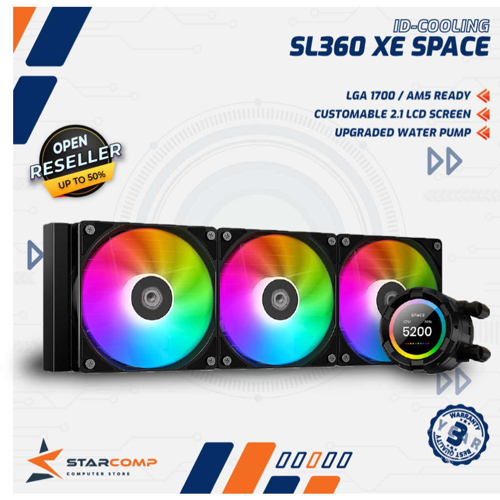 Jual ID-COOLING SL360 XE SPACE Black / White LCD Display 360mm AIO CPU ...