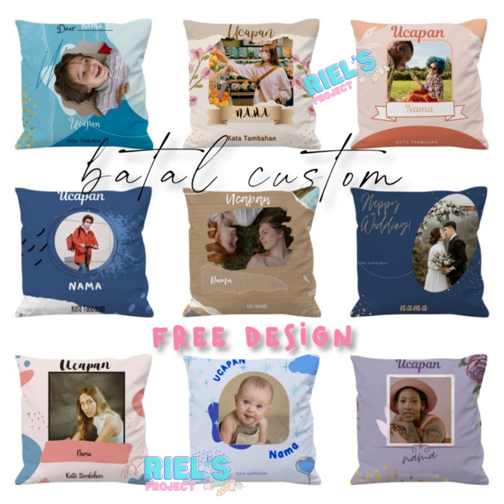 Jual Bantal foto custom 2 sisi free design tamplate. Kado ulang tahun ...